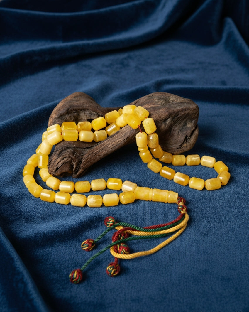 Large Baltic Amber Statement Misbah | 51 Barrel Beads – Amber Baltic ...