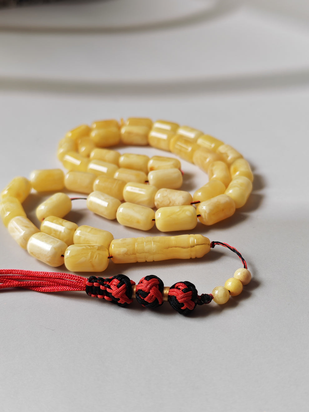 Natural Tiger Pattern Barrel Shape Pocket Size Amber Misbah | 42 Beads ...